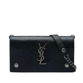 Saint Laurent Sac bandouli&egrave;re en cuir gaufr&eacute; pr&eacute;-aim&eacute; - Femme - Pre-owned - Noir - Taille: ONE Size