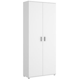 PEGANE Armoire de rangement 2 portes coloris blanc - Longueur 78 x Profondeur 35 x Hauteur 190 cm -PEGANE