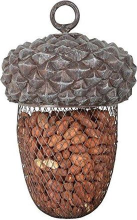 Esschert Design Futterstelle Eichel aus Polyresin und Metall,14,0 x 14,0 x 22,2 cm
