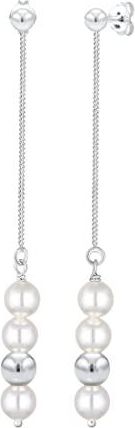 Elli Boucles dOreilles Elli - Pendante perles synthétiques Géo Boucles doreilles Femme - (925/1000) Argent