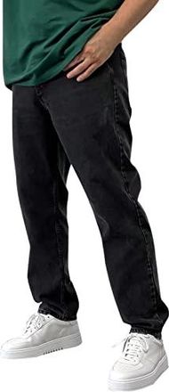 Generic Jean confortable pour homme en tissu extensible doux avec poches Design classique pour pantalon de rue, Noir, XXL