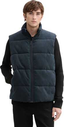 Tom Tailor Herren 1043593 Cord Puffer Weste mit Stehkragen, 10362-Dark Gable Green, M