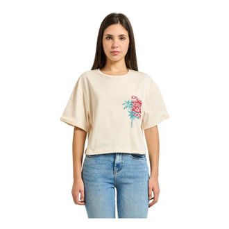 iBlues Femme, Tops, Beige, Taille: 42 FR T-shirt en jersey imprim&eacute; et brod&eacute;