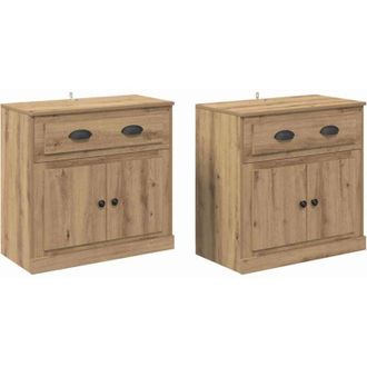 vidaXL Buffets avec tiroir 2 pcs Chêne artisanal 70 x 35,5 x 67,5 cm vidaXL