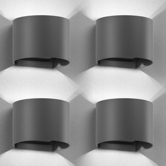 LEDs Com 4 Stück Wandleuchte RUNEL für außen, anthrazit, IP65, Up & Downlight + LED Lampe 596lm, weiß