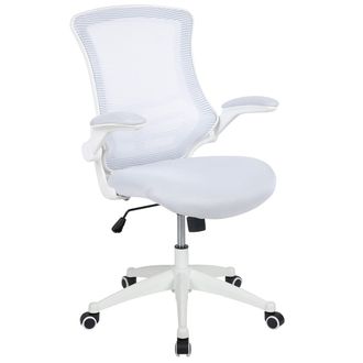Flash Furniture B&uuml;rostuhl, ergonomisch, mit Netz-R&uuml;ckenunterst&uuml;tzung, geformtem und h&ouml;henverstellbarem Sitz und feststellbarem Kipphebel, Wei&szlig;