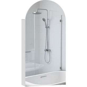 HOMCOM Armoire murale salle de bain avec miroir - HOMCOM - sans cadre en arche et &eacute;tag&egrave;res en verre r&eacute;glables - MDF - 40x12x80cm - blanc