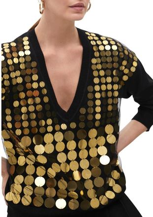 Lola Casademunt Femme, Pulls, Noir, Taille: 38 FR Pull en maille &agrave; sequins