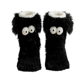 Generic Chaussettes dhiver amusantes et confortables, mignonnes &agrave; gros yeux antid&eacute;rapantes, chaudes et pelucheuses avec de grands yeux mignons, polaire &eacute;paiss