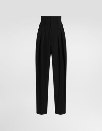 Dolce & Gabbana Hose Aus Wolljacquard Mit Nadelstreifen - Frau Collection Schwarz 42
