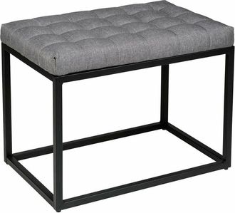 WENKO Bank mit Polster Amandola, 59 x 45,5 x 39 cm, belastbar bis zu 120 kg, Grau, lackiertes Metall schwarz, Polyester grau - grau