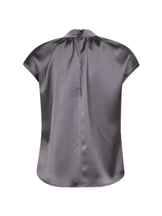 Blanca Vita Womens Lead Satin Maria Top Grey Polyester Tops