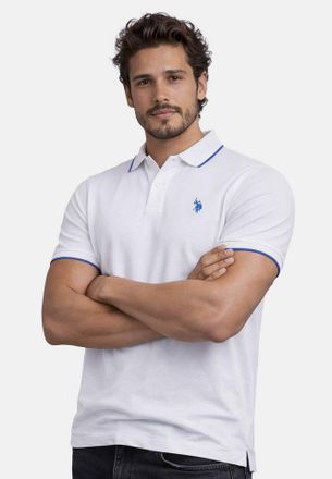 U.S.Polo Association Poloshirt USTristaan Klassisches Shirt mit Knopfleiste und Logostickerei Herren Piqu&eacute; aus Baumwolle mit Kontraststreifen