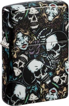 Zippo Sturmfeuerzeug - Modell Gothic Skull - 540 Color All Over, Multicolor - Nachfüllbar - Wiederverwendbar - Windfestes Design - Geschenkbox - Made in USA