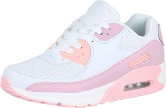 Elara Damen Herren Sneaker Sport Laufschuhe Turnschuhe Chunkyrayan G12 White/Pink-38