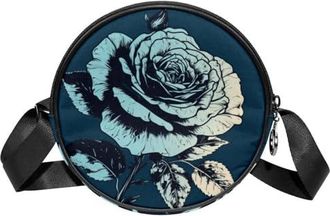 Generic Sac &agrave; bandouli&egrave;re Circle pour femme, petit sac &agrave; bandouli&egrave;re bleu noir rose avec fermeture &eacute;clair, bretelles r&eacute;glables, sac &agrave; main rond d&eacute;contract&eacute; po