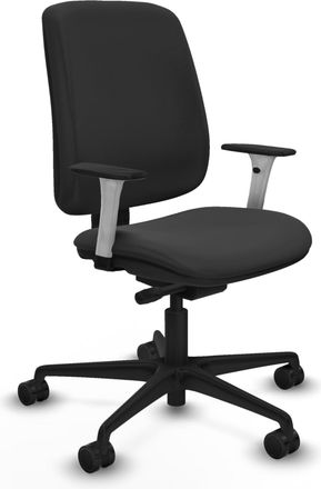Piqueras y Crespo 8-Stunden-Schreibtischstuhl mit wei&szlig;en und schwarzen Armlehnen, ausgestattet mit Syncro/Traslack und injiziertem Schaumstoff, mit Rollen von 65 mm, Ny