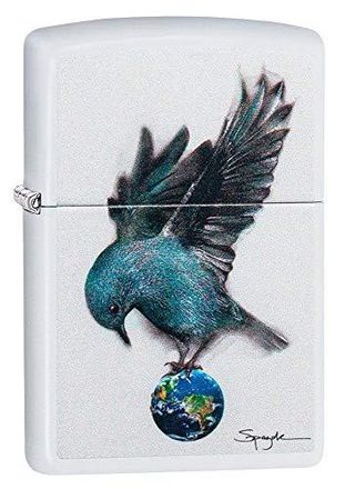 Zippo Spazuk Bluebird Perched on Earth Taschenfeuerzeug, Wei&szlig; matt, One Size, 49091, Wei&szlig;es, Mattes Bluebird