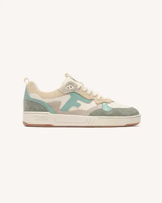 Faguo Baskets beige et bleu cuir