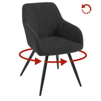 Woltu Woltu - Chaise Pivotante Salle &agrave; Manger Fauteuil Salle &agrave; Manger en Velours, Pieds en M&eacute;tal, Noir