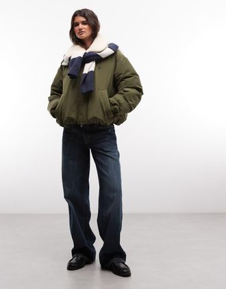 Polo Ralph Lauren bomber &agrave; col imitation peau de mouton vert