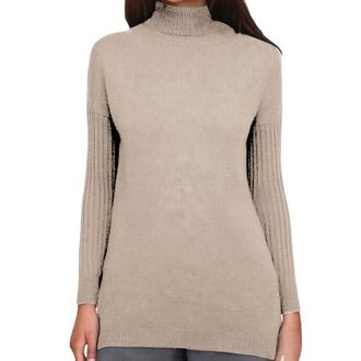 Generic Pull pour femme col haut asym&eacute;trique &eacute;paules tombantes manches longues pull tendance d&eacute;contract&eacute; pull tricot pour usage quotidien, style urbain, voyag