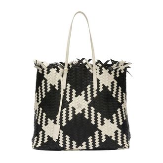John Richmond Gewebte Shopper-Tasche mit geometrischem Motiv - - Bags - Damen - Schwarzk - ONE SIZE