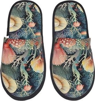 Generic Pantoufles En Coton Boussole De Navire À Motif Nautique Doux Chaussons Maison Légers Slippers Pour Hiver Unisex DIntérieur M