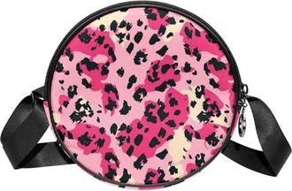 Generic Circle Sac &agrave; bandouli&egrave;re pour femme, imprim&eacute; l&eacute;opard, petit sac &agrave; dos &agrave; bandouli&egrave;re avec fermeture &eacute;clair, bretelles r&eacute;glables, sac &agrave; main rond d&eacute;cont