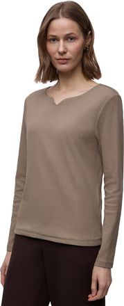 Street One Basic Shirt mit Rippstruktur Light Terra Mocha 42