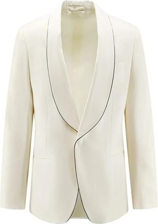 Lardini Wollmisch-Blazer mit kontrastierenden Paspeln - - Suits - Herren - Wei&szlig; - 2XL