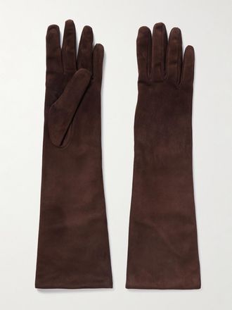 Nour Hammour Handschuhe Aus Veloursleder - Braun