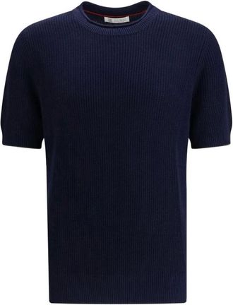 Brunello Cucinelli Homme, Pulls, Bleu, Taille: L Knit T-Shirt