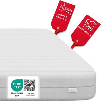 Matine&eacute; Bonell-Federmatratze 100 x 200 cm - Bonell-Matratze mit Viscoschaum und Polyurethanschaum - Steppbezug Natural - H&auml;rtegrad H2/H3- Gorcy