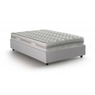 Talamo Italia Quadratisches und halbes Bett Anna, Containerbett mit Kunstlederbezug, 100% Made in Italy, Front&ouml;ffnung, inklusive Matratze Cm 120x190, Wei&szlig; - Talamo