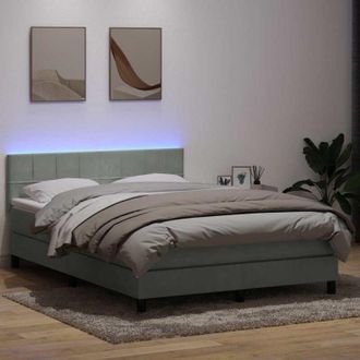 vidaXL Boxspringbett mit Matratze Hellgrau 160x220 cm Samt vidaXL