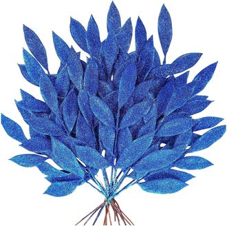 Generic 10 Stück Weihnachten Picks Glitzer, Weihnachtsdeko, Weihnachten Deko, Glitter Weihnachtsbaum Blätter mit Lange Biegbare Stiele für Weihnachtsbaum Neuj