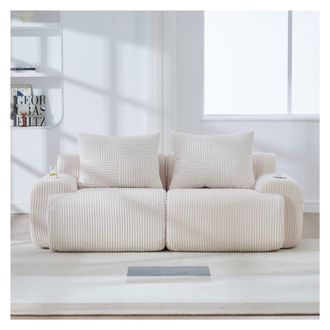 Generic Modernes L-f&ouml;rmiges modulares Sofa, 3-Sitzer-Sofa, modulares Ecksofa aus Cord, ergonomisch geschwungenes Design, ausgestattet mit Aufbewahrungstaschen
