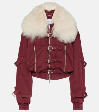 Blumarine Cropped-Jeansjacke mit Shearling
