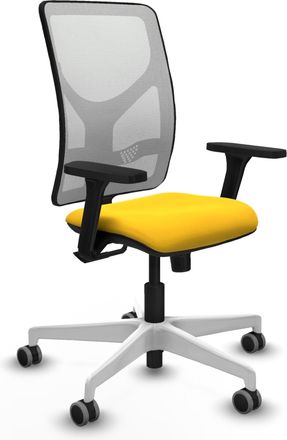 Piqueras y Crespo Schreibtischstuhl mit Rollen mit 3D-Armlehnen, h&ouml;henverstellbare Lendenwirbelst&uuml;tze, ausgestattet mit 3 Positionen und Schneidschaum, Wei&szlig;/Gelb