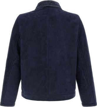 Giorgio Brato Merino Shearling Collar Overshirt - Navy