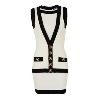 Balmain Zweifarbiges Kleid mit Trompe-loeil-Weste - - Dresses - Damen - Beige - S