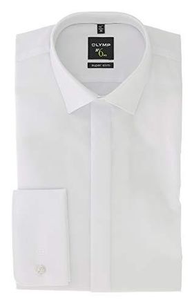 Olymp No. Six Chemise &agrave; manches longues ultra slim avec manchette enveloppante Blanc Taille 38, Blanc., 38