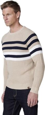 Kor&ouml;shi Pull &agrave; manches longues &agrave; rayures et col rond de couleur beige pour homme de couleur beige, Beige, XL