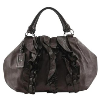 Prada Pre-owned Frill Leder Tote Bag - - Pre-owned - Damen - Braun - ONE SIZE