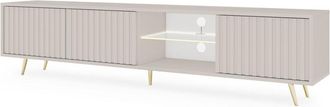 Selsey Selsey - bello - TV-Element mit Lamellenfronten, Graubeige Taupe mit goldenen Beinen, 175 cm