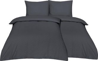Betz Bettwäsche Seersucker 100% Baumwolle 4 teilige Garnitur Set mit Reißverschluss - Bügelfrei - Größe 135/200 cm + 80/80 cm Farbe Grau