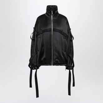The Attico Schwarze dekonstruierte Bomberjacke aus Satin