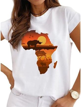 Keephen Cool Color&eacute; Carte Afrique T-Shirt Femmes Kente Amoureux de lAfrique Impression 3D T-Shirt Casual Manches Courtes Vacances Tops