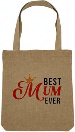 Fabulous Sac Shopping Tote Bag Aspect Lin - Best Mum Ever Crown Queen Mother - Sac de Courses Toile Epaisse 360g Beige Naturel Cabas Port&eacute; Epaule Solide Imprim